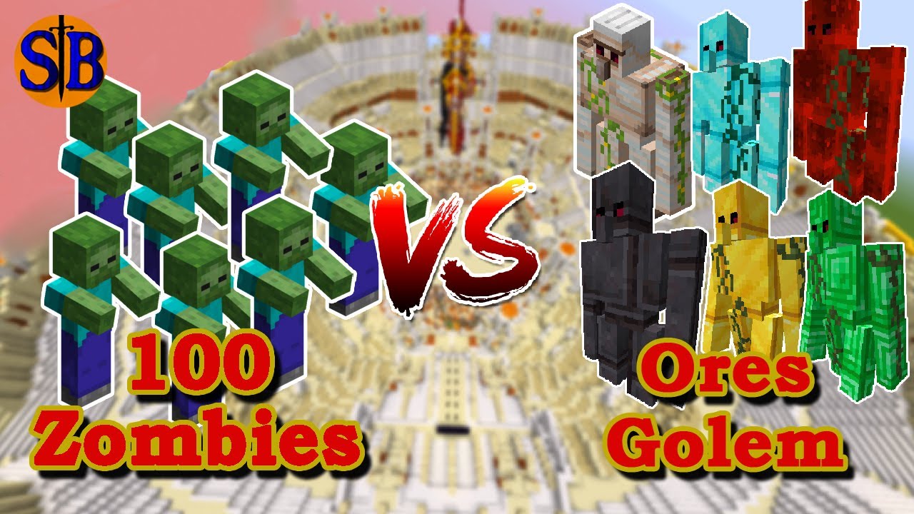 100 Zombies vs Ore Golems (Extra Golems) | Minecraft Mob Battle - YouTube