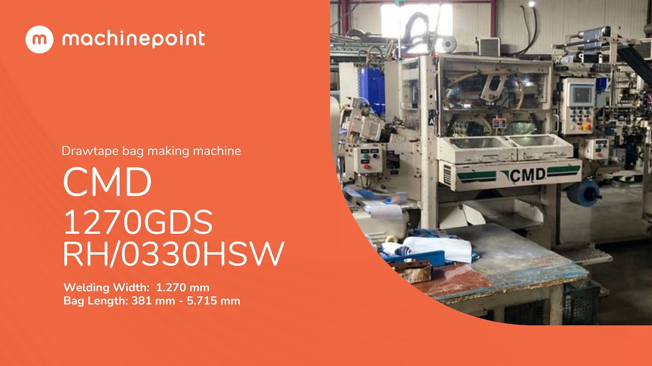 CMD 1270GDS RH/0330HSW Drawtape bag making machine | CMD Machines - YouTube