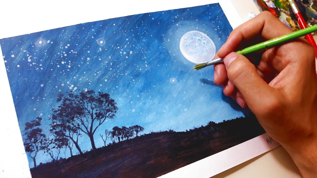 Moonlight - SPEED PAINTING | moon painting - YouTube