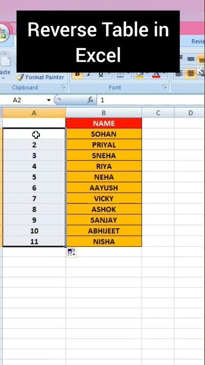 reverse a list in excel #shorts #excel #msexcel - YouTube
