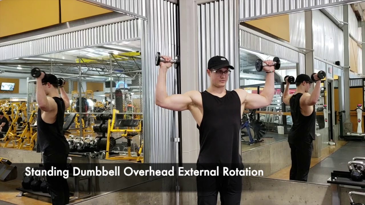 Standing Dumbbell Overhead External Rotation - YouTube