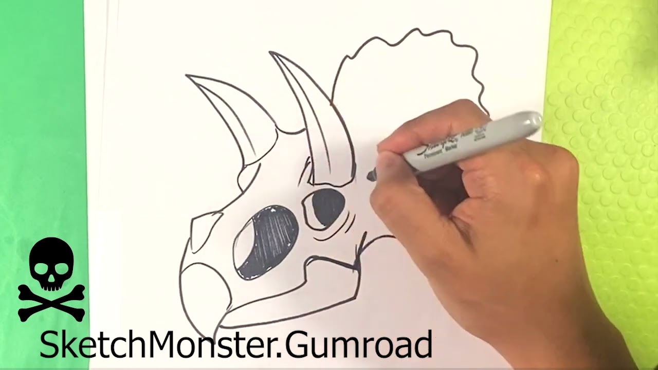 triceratops how to draw art learn beginners - YouTube