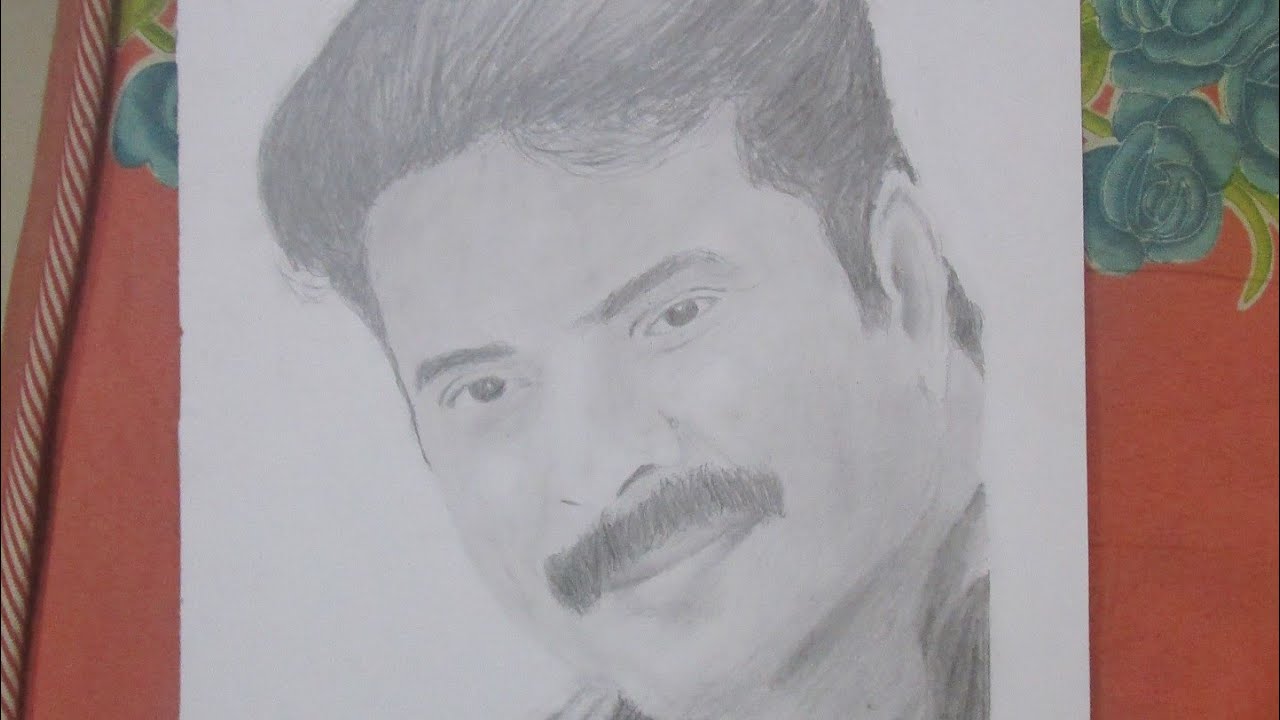 Drawing the complete actor mammootty - YouTube