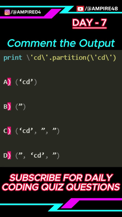 Day 07 Tell Me The Output Of This Code Python Quiz Question Daily Quiz Challenge Ampire