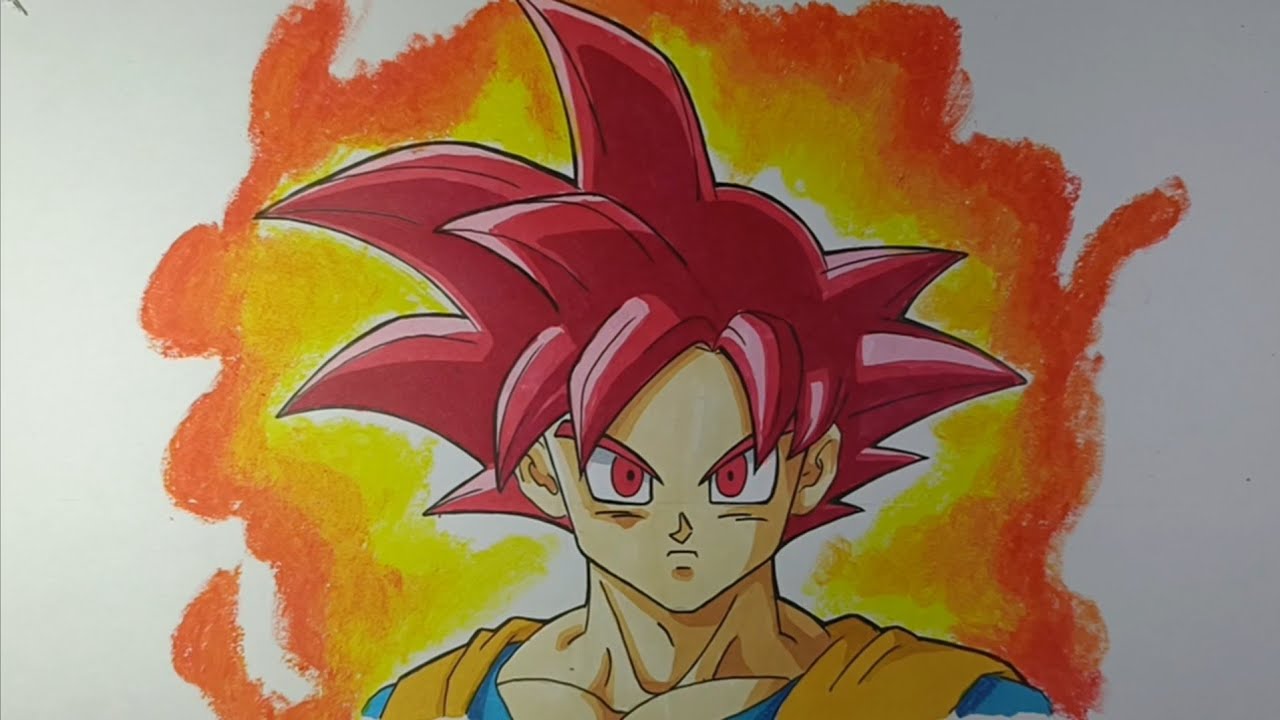How To Draw Goku Super Saiyan God In Dragon Ball Super - YouTube