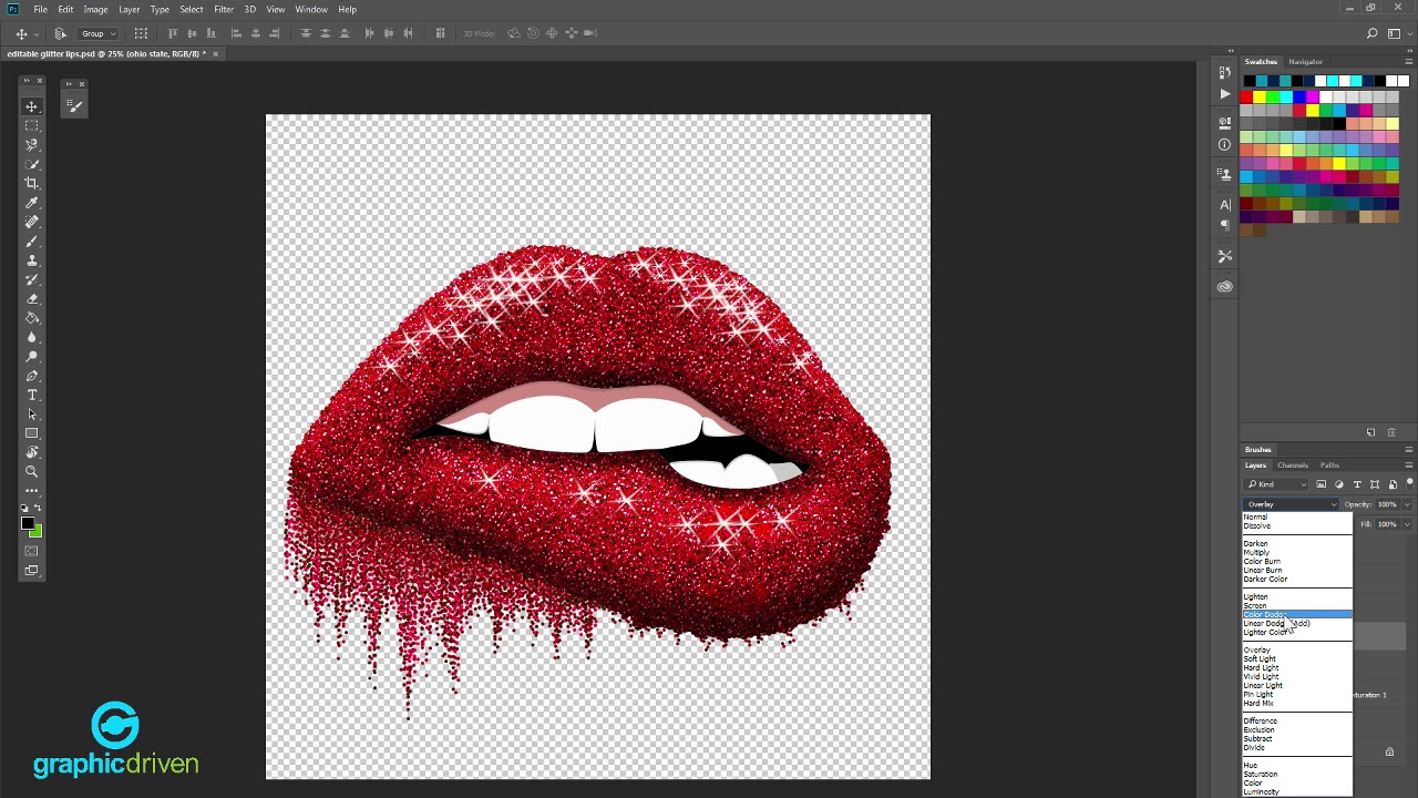 Glitter Lips Logo Overlay Process Photoshop Tutorial - YouTube