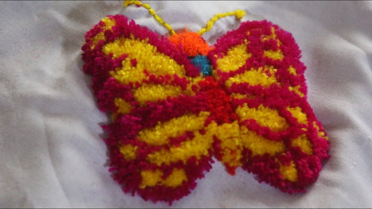 Butterfly made with punch needle - YouTube