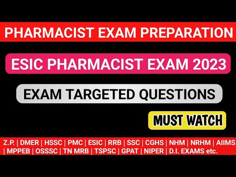 ESIC Pharmacist exam preparation | ZP Pharmacist exam preparation - YouTube