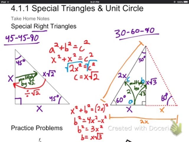 Special Triangles Unit Circle