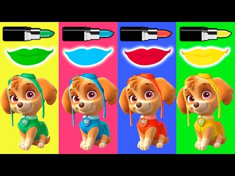 Makeup with Lipstick Coloring Paw Patrol Skye Learn Colors Finger Family Rhymes for Kids