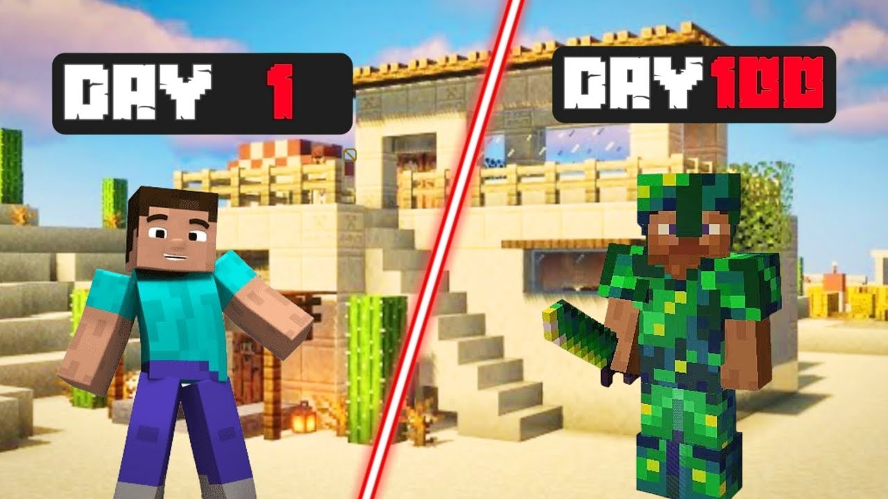 100 days survive in desert || Minecraft 100 days survival || hardcore ...