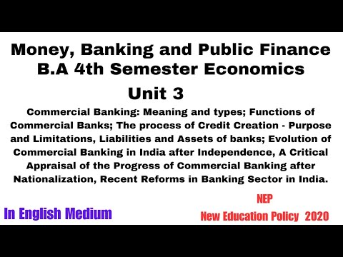 B.A 4th Semester Economics Unit 3 Commercial Bank , Credit Creation ...