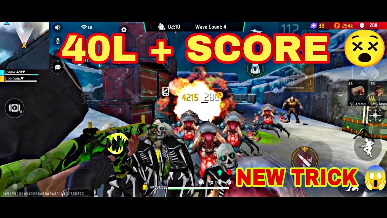 NEW TRICK 40L+ SCORE IN ZOMBIE HUNT DOUBLE EVIL MODE😱😵🔥 #freefiregame ...
