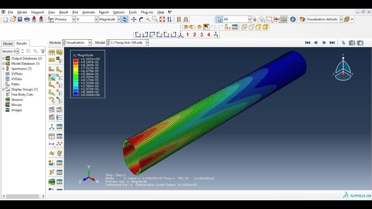 Abaqus tutorials - Natural Frequency of hollow cylinder - YouTube