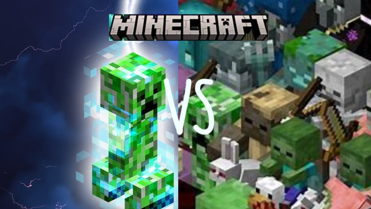 Charged Creeper vs all mobs | Minecraft Mobbattle - YouTube