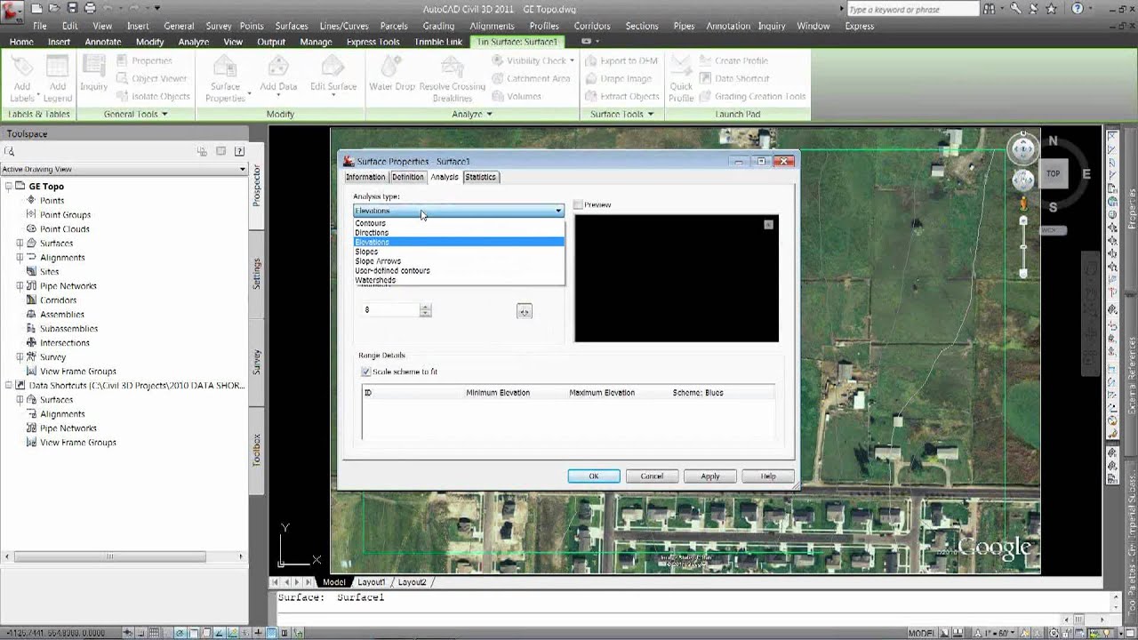Civil 3D_Import Google Earth Slope Analysis - YouTube