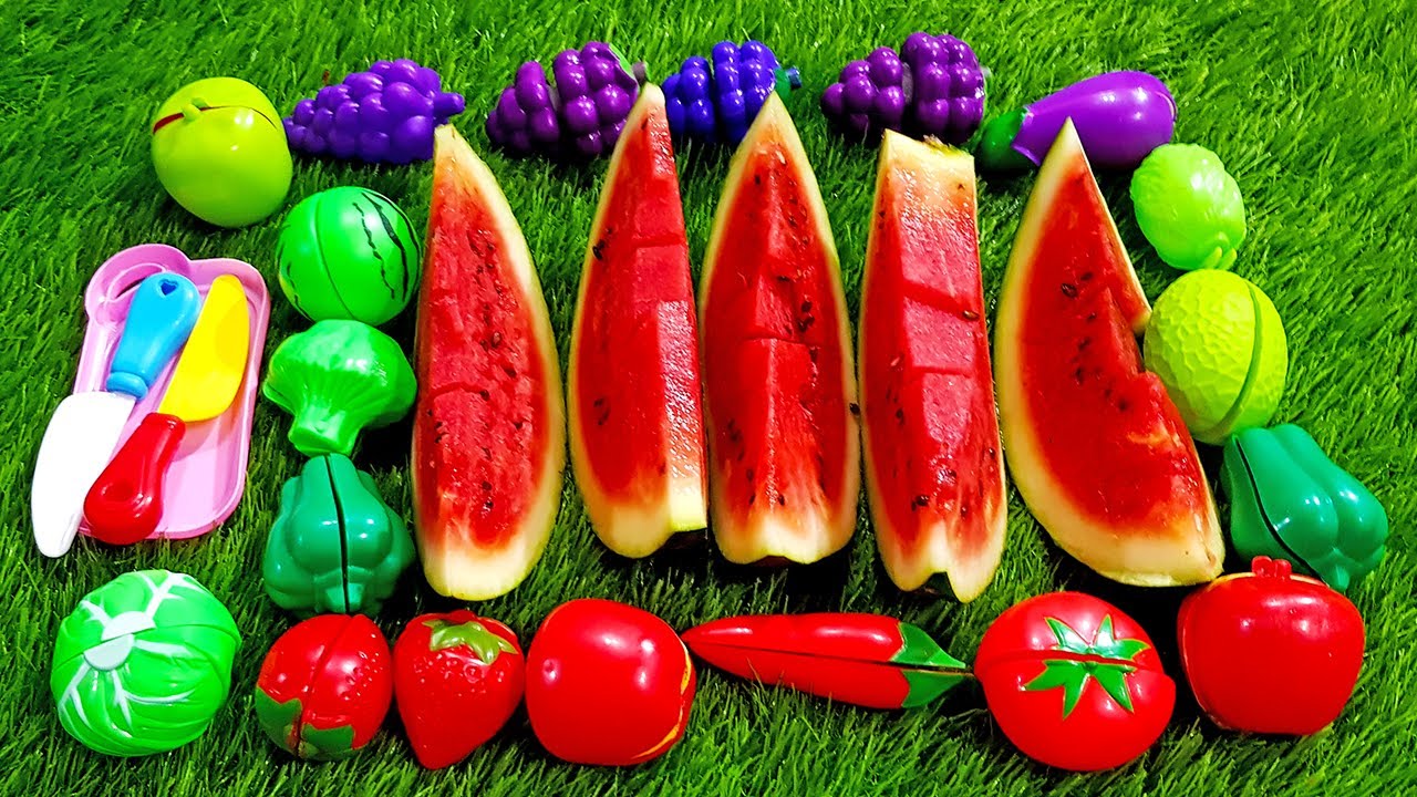 Cutting Fruit, Watermelon, Apple and Vegetable | Real vs Wooden Challenge ASMR - YouTube