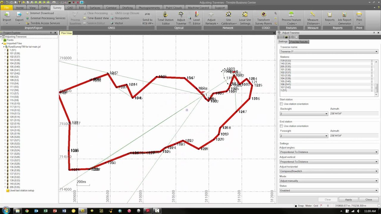 Adjusting a closed-loop traverse in TBC - YouTube