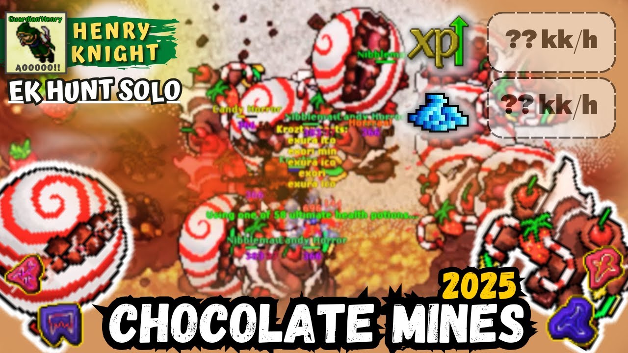 TIBIA - KNIGHT LEVEL 251 HUNT SOLO CHOCOLATE MINES (CANDIA) - EK HUNT ...