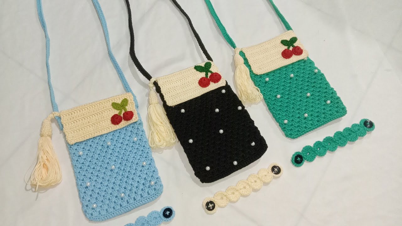 Crochet Tutorial ll Cara Membuat Tas Rajut Hp Mudah untuk pemula ll ...