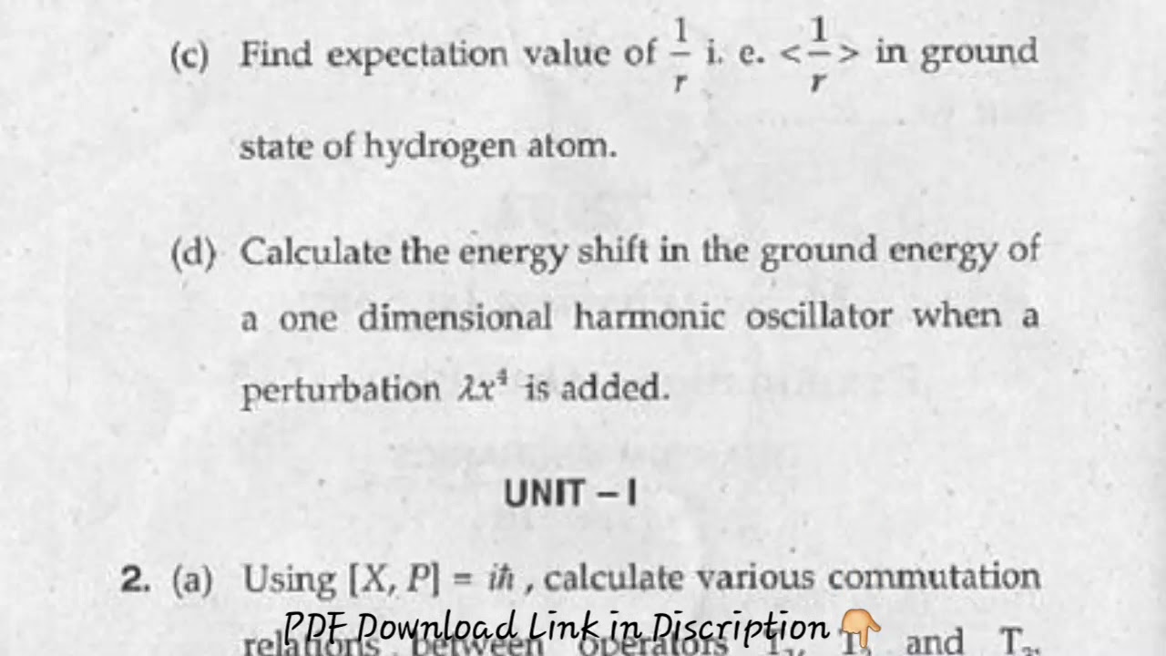 MSc Physics 1st Sem Quantum Mechanics Question Paper - YouTube