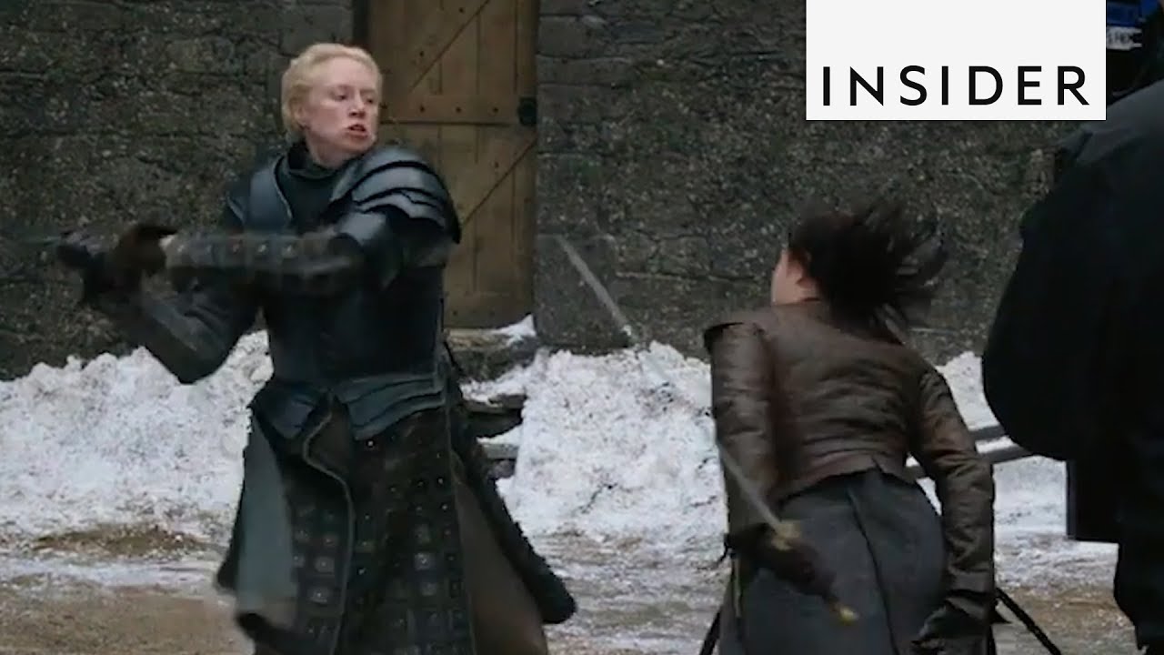 How 'Game of Thrones' Filmed Arya And Brienne's Sword Fight Scene - YouTube
