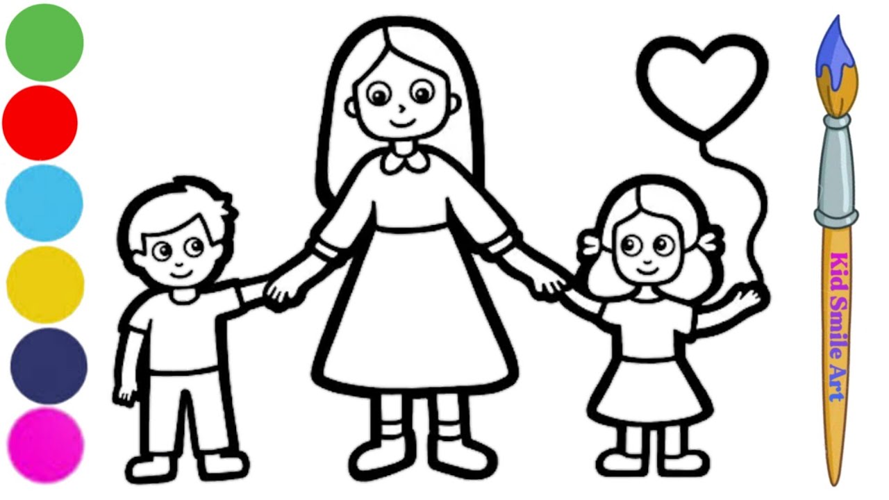 Mother's day drawing for kids and toddlers| Drawing for beginners ...