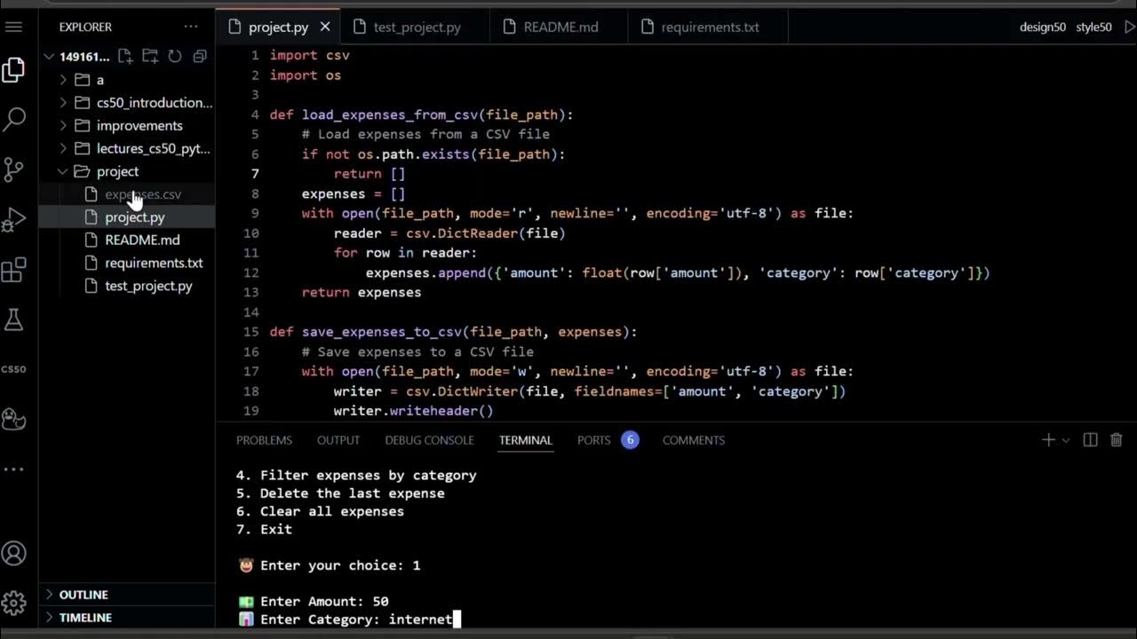 CS50P Final Project: Expense Tracker - YouTube