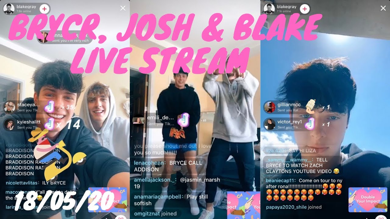 Bryce Hall & Blake Gray on TikTok live stream ft Quinton Taylor (18/05 ...