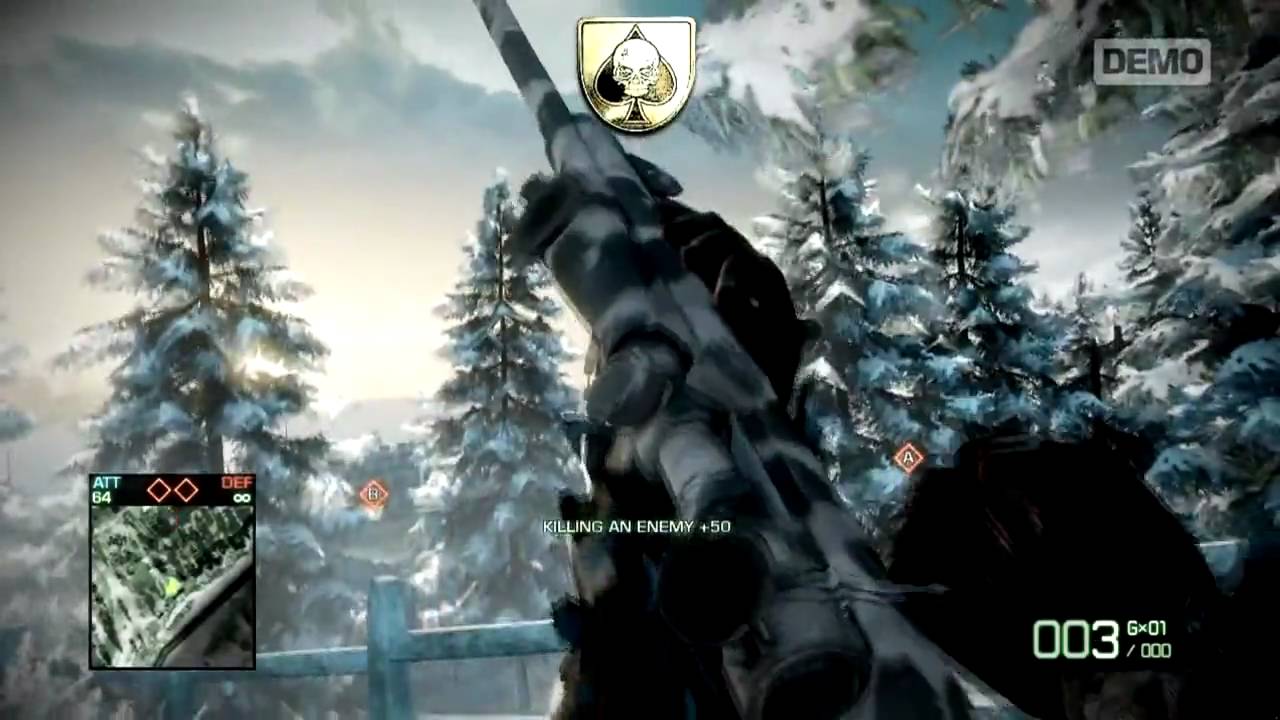 Battlefield BC 2 sniper double kill - YouTube