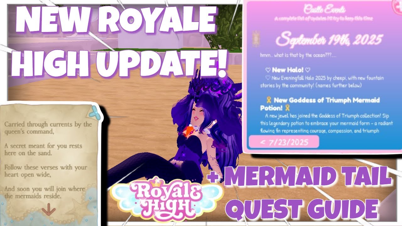 MERMAID TAIL UPDATE IS HERE + NEW QUEST GUIDE🧜‍♀️🌊 | Roblox Royale High ...