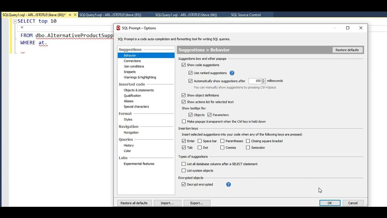 Getting Rid of SQL Prompt Intellisense - YouTube