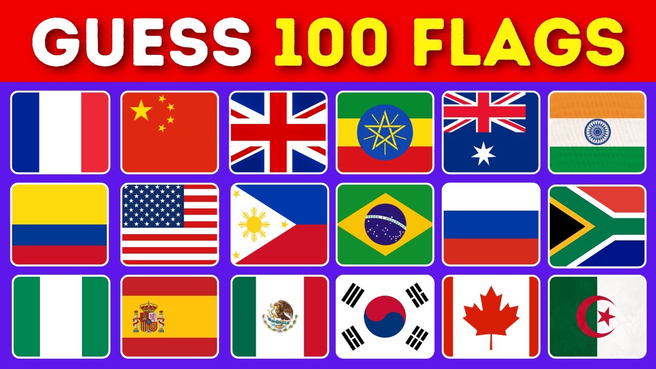 GUESS the COUNTRY by the FLAG Quiz🌏🚩 || Can you Guess these 100 Flags ...