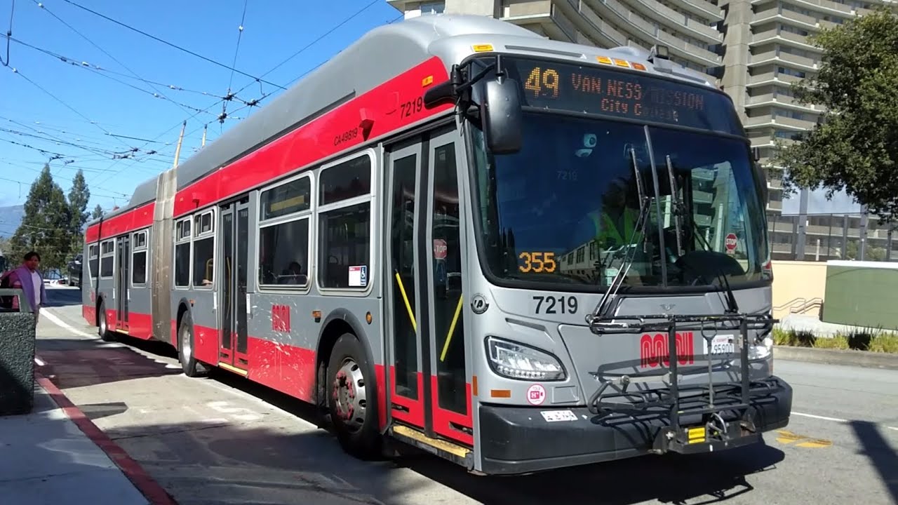 SF Muni 2015 New Flyer XT60 #7219 on Route 49 Van Ness/Mission - YouTube