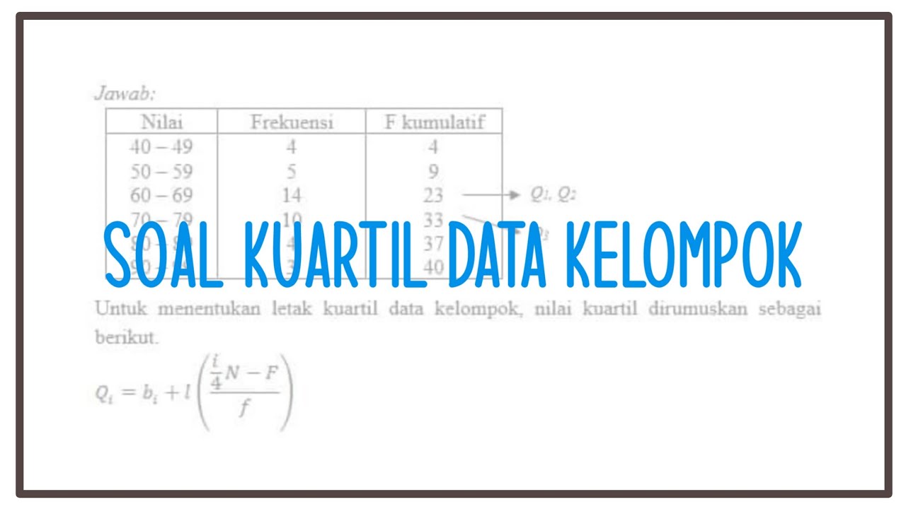 Contoh Soal Kuartil/Quartil Data Kelompok - YouTube