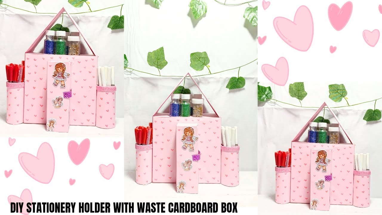 HOW TO MAKE STATIONERY HOLDER FROM WASTE CARDBOARD BOX |CUTE ORGANIZER ...