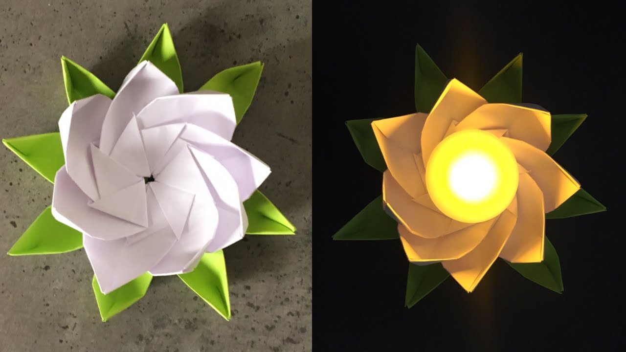 Origami Lotus | How To Make Paper Candle Holder For Home Decoration ...