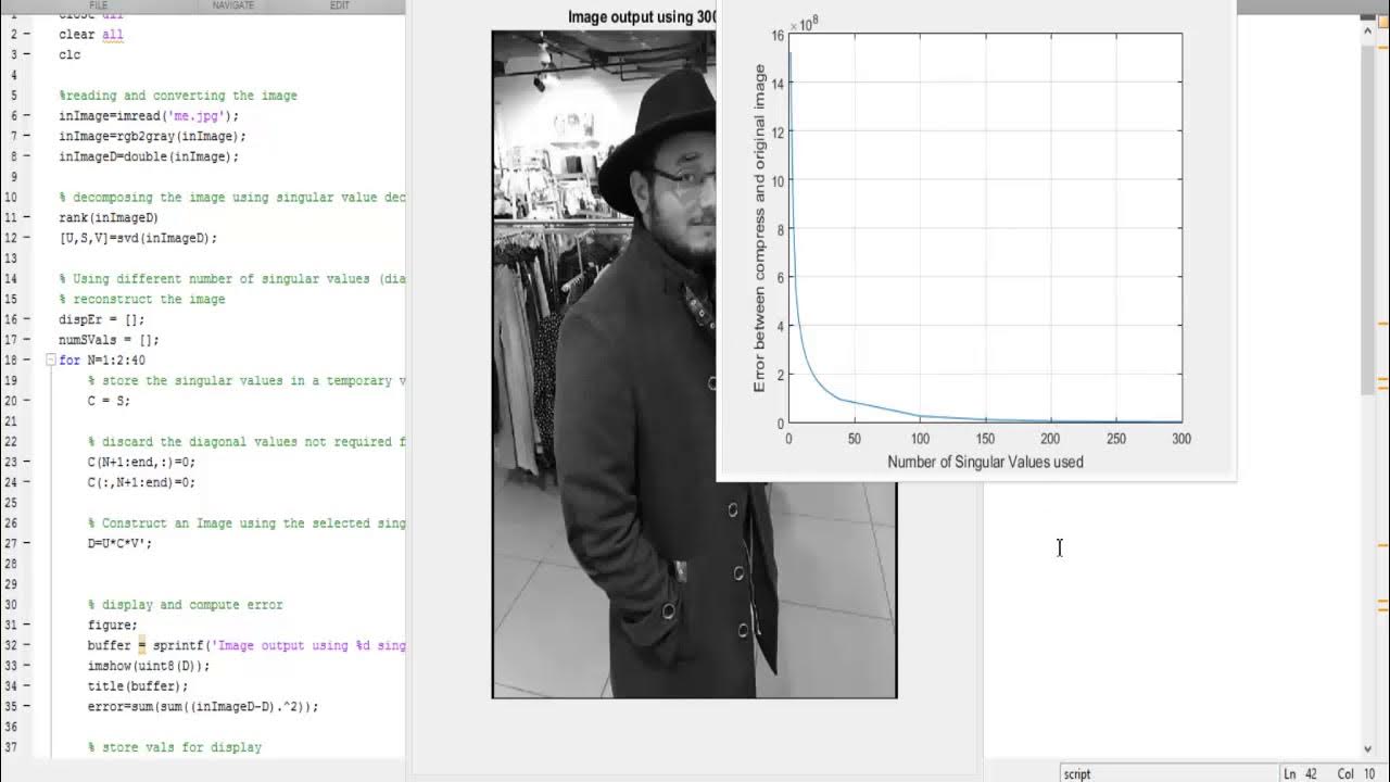 SVD for Data compression II image example in matlab - YouTube
