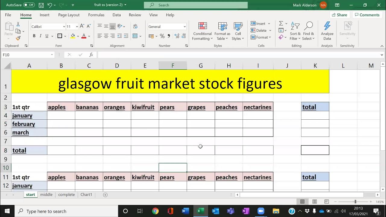 fruit market excel video tutorial 1 - YouTube