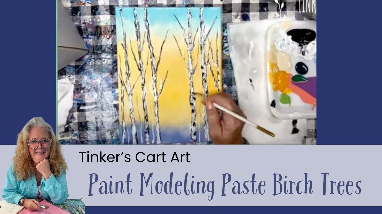 Paint Modeling Paste Birch Trees in Acrylics - YouTube