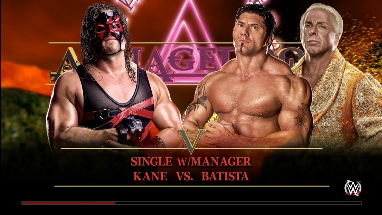 WWE 2K15 - Batista w/ Ric Flair vs Kane - Armageddon 2002 - YouTube