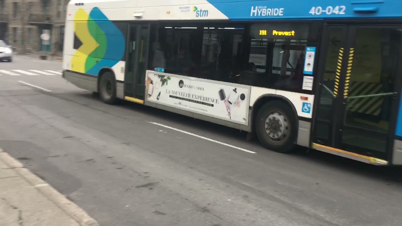 STM Montreal 2020 novabus lfs hev+ hybrid 40-042 on route 191 arriving ...