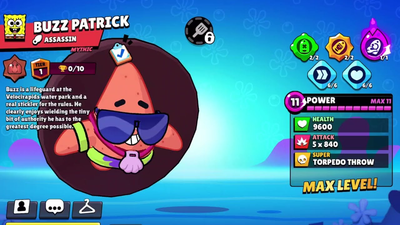 New Patrick Buzz Skin! Brawl Stars Buzz Skin 149 Gems Epic Skins Spongebob Youtube