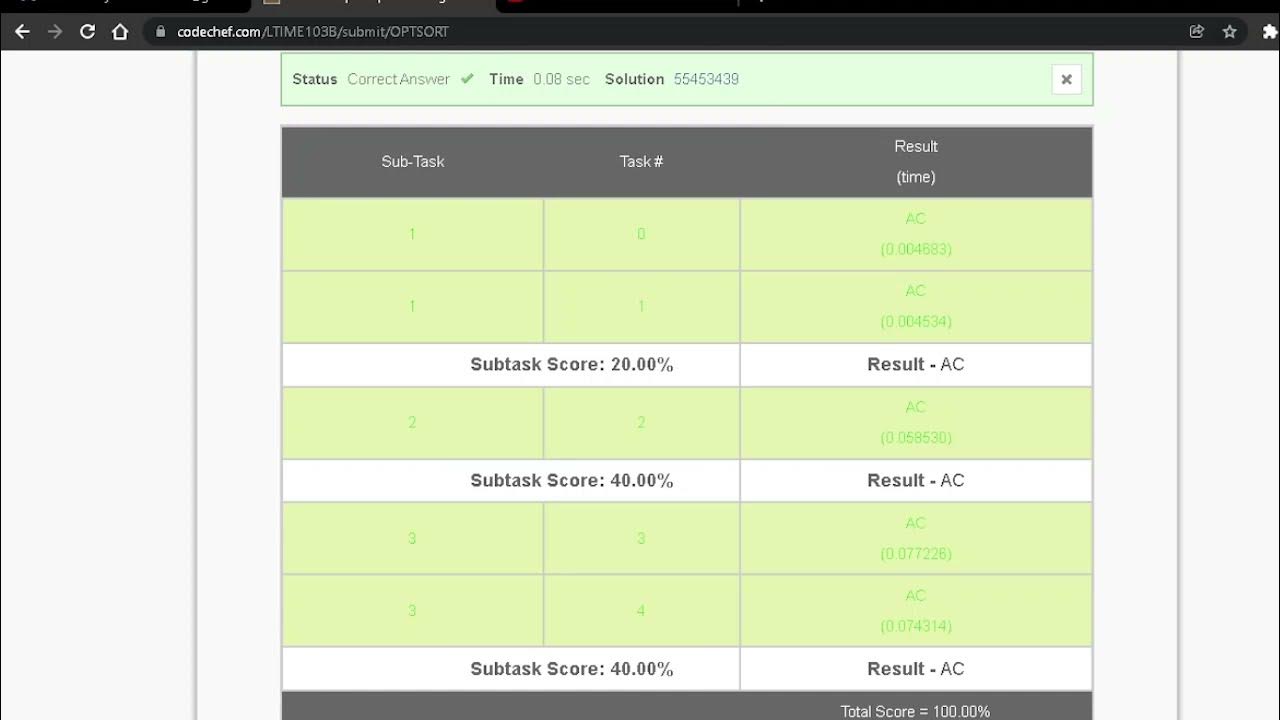 Optimal Sorting Solution | CODECHEF | 100% verified and submitted - YouTube