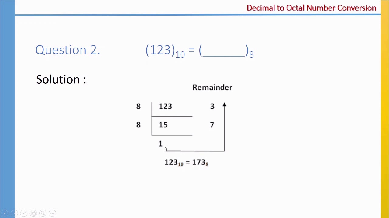 Decimal To Octal Conversion YouTube Decimal To Octal Conversion YouTube