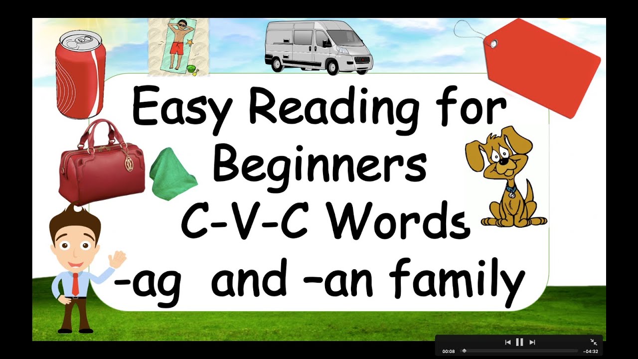 Practice Reading for Beginners C-V-C Words /-ag/&-/an/ Word Family ...