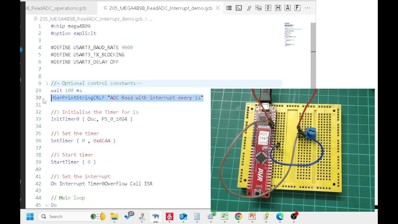 GCBASIC: Microchip AVR Series. Interrupt driven ADC operations. - YouTube