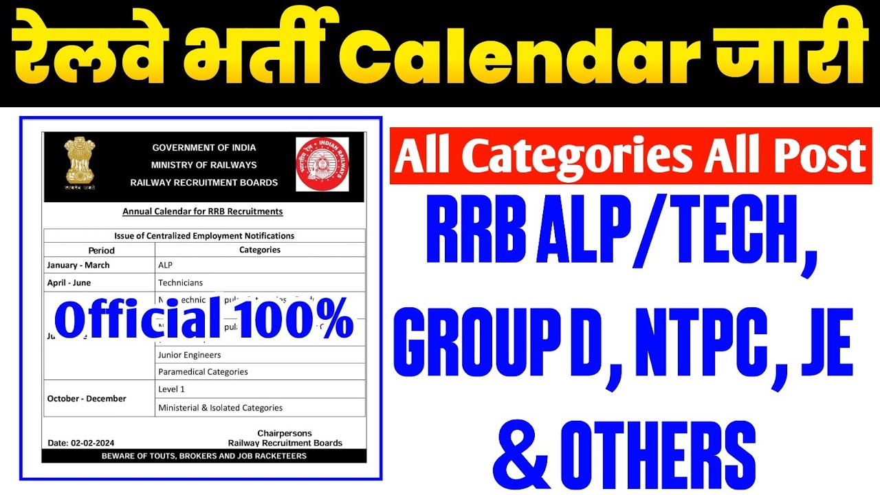 RRB Full Recruitment Calendar Out 🥳 | RRB All Vacancy Calendar | RRB ...