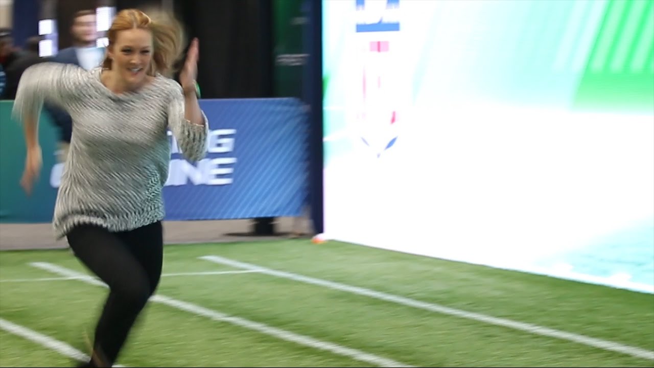 Tori Petry runs the 40-yard dash in heels at the NFL Combine - YouTube