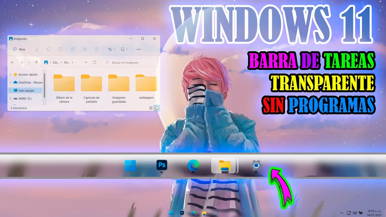 WINDOWS 11 Barra de tareas transparente sin programas | VER DESCRIPCION ...